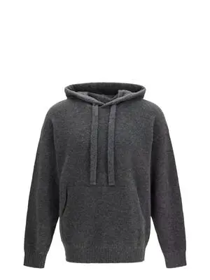 LANEUS Knitted Drawstring Hoodie - Grey
