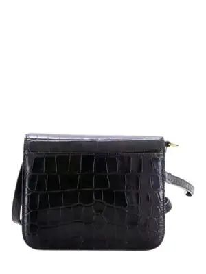 Balenciaga Balenciaga B. Dot Flap Bag Crocodile Embossed Leather Small Crossbody Bag Black