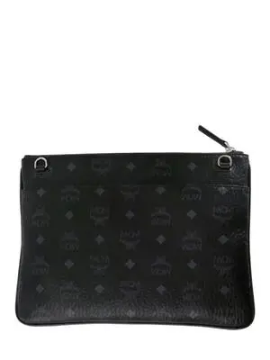 Mcm Logo-print Pebbled Cross Body Bag - Black