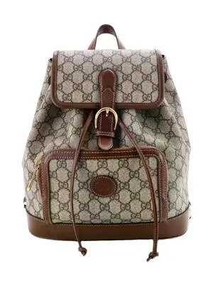 GUCCI Gucci Interlocking G Patch Drawstring Flap GG Coated Canvas Backpack