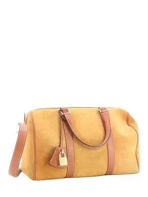 Celine Convertible Boston Bag Suede And Leather Travel Bag - Brown