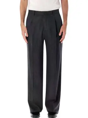 LARDINI Pleated Pressed-crease Trousers - Grey
