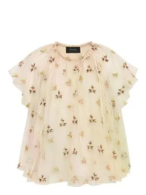 SIMONE ROCHA Simone Rocha Rosebud-Embroidered Gathered Blouse