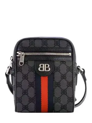 Balenciaga X Gucci The Hacker Project Zip Messenger Bag Bb Canvas Mini Crossbody Bag - Black