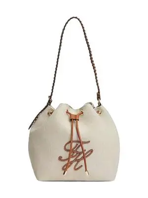 Tommy Hilfiger Logo-embroidered Canvas Bucket Bag - Neutrals
