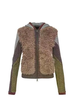 Andersson Bell Colour-blocked Faux-fur Hoodie - Brown