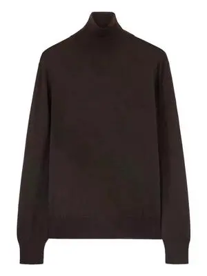 Agnona Ribbed-knit Turtleneck Sweater - Brown