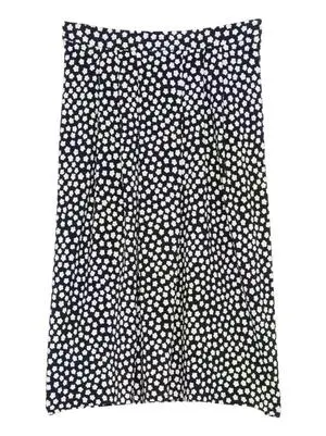 AGNES B. Floral-print Pleated Skirt - Blue