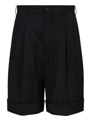 Comme Des Garçons Pleated Turn-up Shorts - Black