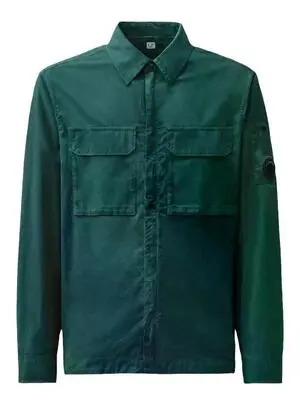 C.P. COMPANY Organic Gabardine Lens Flap Zip Overshirt - Green