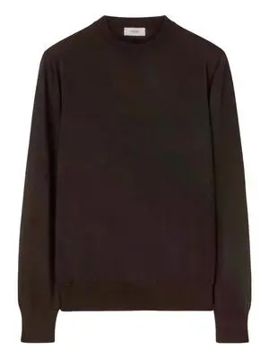 Agnona Ribbed-trim Crew-neck Sweater - Brown