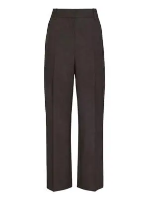 LEE MATHEWS Myles High-waisted Wide-leg Trousers - Brown