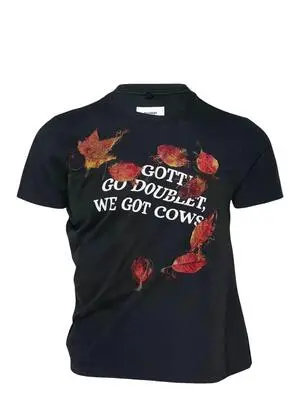DOUBLET Twister Leaf-embroidered T-shirt - Black
