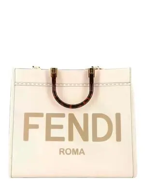 Fendi Sunshine Shopper Leather Medium Tote Bag - Neutrals