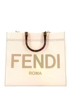 Fendi Sunshine Shopper Leather Medium Tote Bag - Neutrals