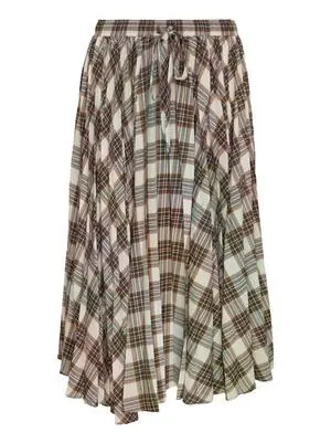 LEE MATHEWS Rowan Check-print Drawstring Midi Skirt - Neutrals