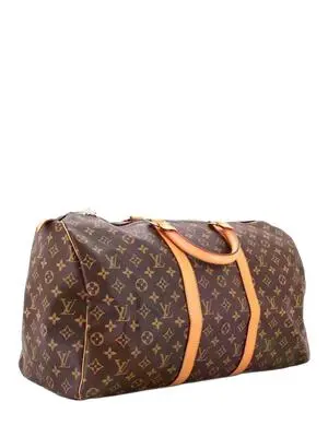 LOUIS VUITTON Keepall Monogram Canvas Travel Bag - Brown