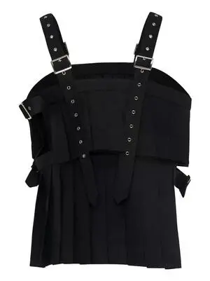 Noir Kei Ninomiya Pleated Buckle-strap Top - Black