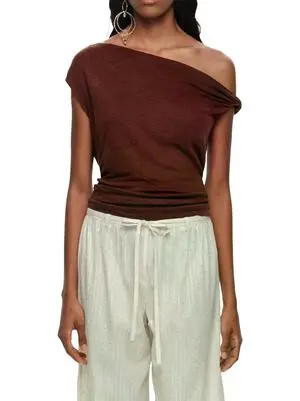 Bimba Y Lola Linen Knot-neckline Top - Brown