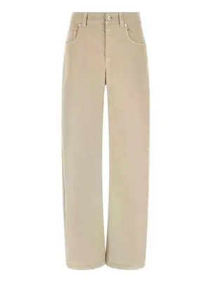 Brunello Cucinelli Wide-leg Garment-dyed Trousers - Neutrals