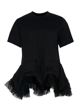 Noir Kei Ninomiya Ruffled Peplum T-shirt - Black