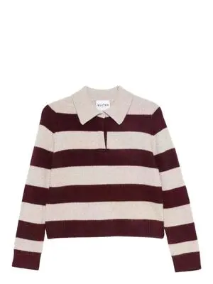 KUJTEN Royce Stripe Polo-collar Sweater - Neutrals