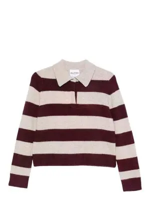 KUJTEN Royce Stripe Polo-collar Sweater - Neutrals