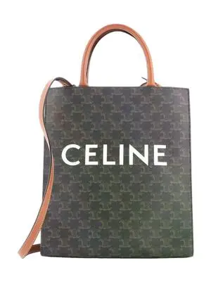 Celine Vertical Cabas Triomphe Coated Canvas Tote Bag - Brown