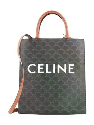 Celine Vertical Cabas Triomphe Coated Canvas Tote Bag - Brown
