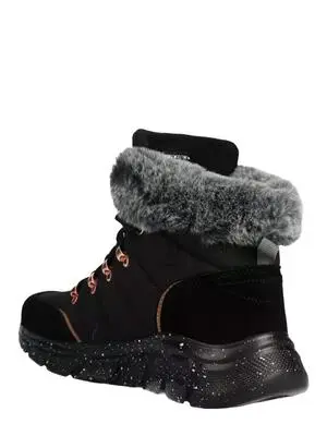 Sketchers Quilted Fur Trim Sneakers - Black