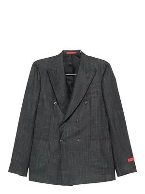 Isaia Pinstriped Double-breasted Suit - Grey