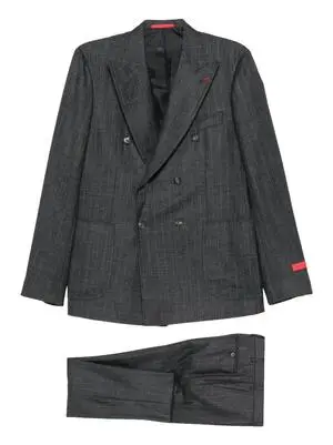 Isaia Pinstriped Double-breasted Suit - Grey