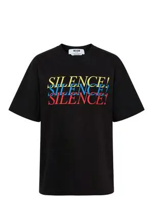 MSGM Graphic-print Cotton T-shirt - Black