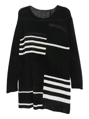 Yohji Yamamoto Intarsia-knit Distressed-effect Sweater - Black