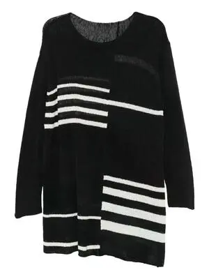 Yohji Yamamoto Intarsia-knit Distressed-effect Sweater - Black