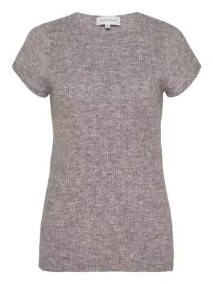 LEE MATHEWS Lee Mathews Thea Ribbed-Knit Short-Sleeve Top