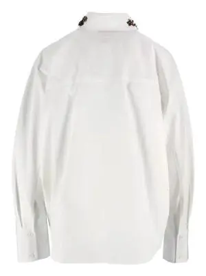Ermanno Scervino Bead-embellished Cotton Shirt - White