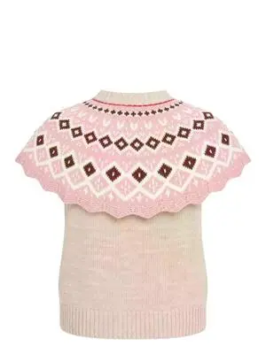 MSGM MSGM Fair Isle Intarsia Sweater With Scalloped Capelet