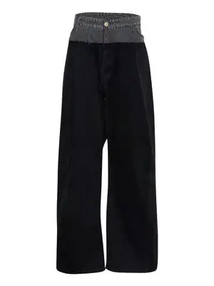 LITKOVSKA Denim Panelled Wide-leg Jeans - Black