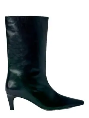 JUDE Cave Pointed-toe Leather Boots - Black