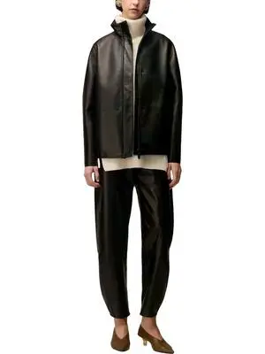 RETORI Barrel-fit Leather Trousers - Black