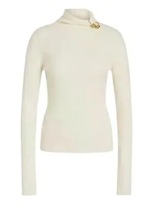 Alberta Ferretti ALBERTA FERRETTI Button-Detail High-Neck Sweater Neutrals