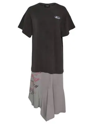 We11Done Logo-print Layered Midi Dress - Grey