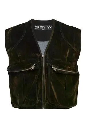 OPEN YY Velvet Cargo Gilet - Green
