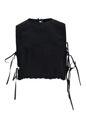 Cecilie Bahnsen Embroidered Lace-up Top - Black