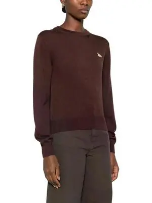 Maison Kitsuné Fox-patch Crew-neck Pullover - Brown