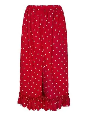 Comme Des Garçons Polka-dot Ruffled Trousers - Red