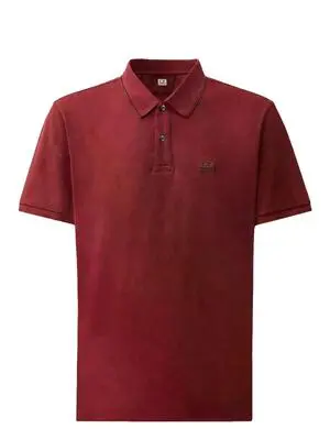 C.P. COMPANY Stretch Piquet Short-sleeve Striped-collar Polo - Red
