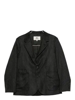 Barena Venezia Pinstripe Pattern Notched-lapels Jacket - Black