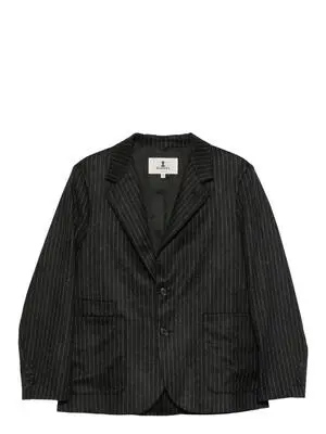 Barena Venezia Pinstripe Pattern Notched-lapels Jacket - Black